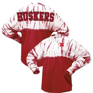 SPIRIT JERSEY Nebraska Huskers Tie-dye Long Sleeve Jersey T-shirt - Scarlet