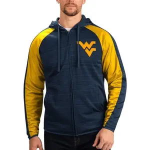 G-III SPORTS BY CARL BANKS West Virginia Mountaineers Neutral Zone Raglan Full-zip Track Jacket Hoodie - Navy