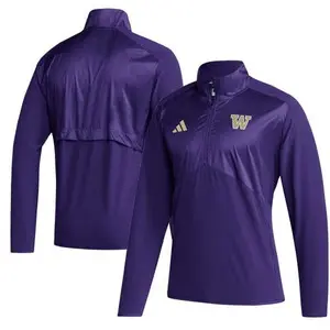 Adidas Washington Huskies Sideline Aeroready Raglan Sleeve Quarter-zip Jacket - Purple