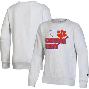 Champion Youth Clemson Tigers Reverse Weave Pullover Sweatshirt - Heather Gray