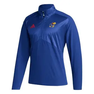 Adidas Kansas Jayhawks Sideline Aeroready Raglan Sleeve Quarter-zip Jacket - Royal