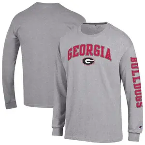 Champion Georgia Bulldogs Arch Over Logo 2-hit Long Sleeve T-shirt - Heather Gray