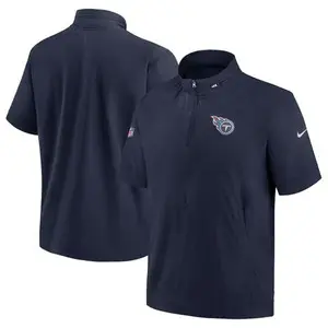 Nike Tennessee Titans Sideline Coach Short Sleeve Hoodie Quarter-zip Jacket - Navy