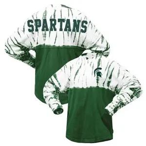 SPIRIT JERSEY Michigan State Spartans Tie-dye Long Sleeve Jersey T-shirt - Green