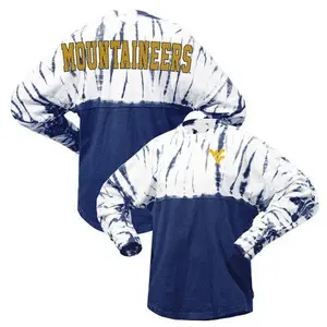 SPIRIT JERSEY West Virginia Mountaineers Tie-dye Long Sleeve Jersey T-shirt - Navy