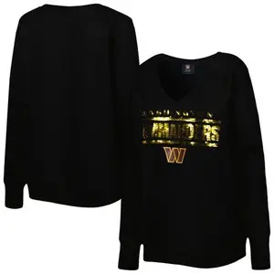 CUCE Washington Commanders Sequin Logo V-neck Pullover Sweatshirt