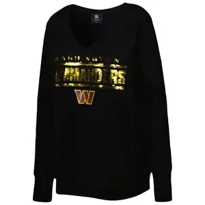 CUCE Washington Commanders Sequin Logo V-neck Pullover Sweatshirt