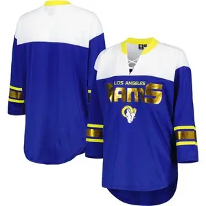 G-III 4HER BY CARL BANKS Los Angeles Rams 3/4-sleeve Lace-up T-shirt - Royal