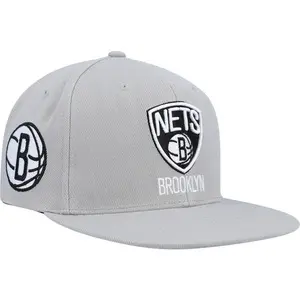 Mitchell & Ness Brooklyn Nets Side Core 2.0 Snapback Hat - Gray