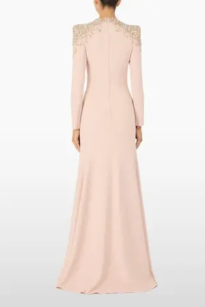 Jenny Packham Nila Beaded V-neck Maxi Gown - Morganite
