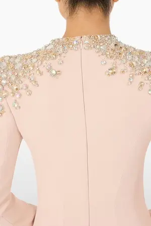 Jenny Packham Nila Beaded V-neck Maxi Gown - Morganite