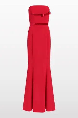Jenny Packham Pamela Bow-detail Strapless Maxi Dress - Chilli Red