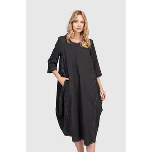 Alembika Liberty Oversized Cocoon Dress - Black Denim