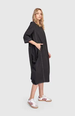 Alembika Liberty Oversized Cocoon Dress - Black Denim