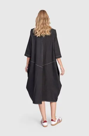Alembika Liberty Oversized Cocoon Dress - Black Denim