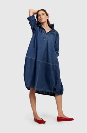 Alembika Panama Oversized Shirt Dress - Denim
