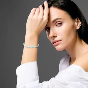 JAN LESLIE Calypso Petite Leather Bracelet - Light Blue