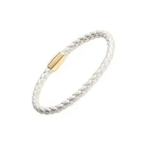 JAN LESLIE Calypso Petite Leather Bracelet Silver