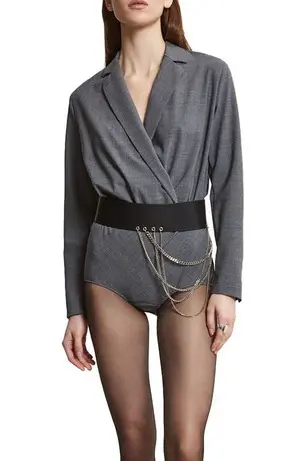 OTTOD'AME Long Sleeve Criss-cross Neckline Body - Grey