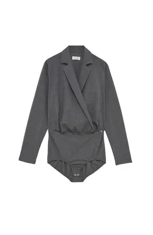 OTTOD'AME Long Sleeve Criss-cross Neckline Body - Grey