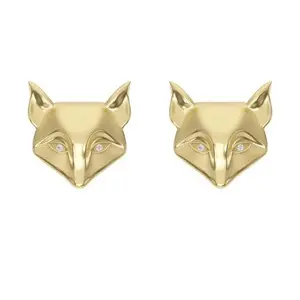 DESERI DESERI Fox Stud Earrings With Diamonds Gold