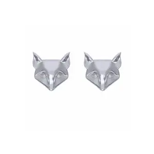 DESERI Fox Stud Earrings With Diamonds - Silver