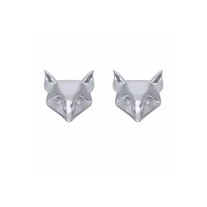 DESERI Fox Stud Earrings With Diamonds - Silver