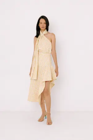 VALENTINA GORDON Cloud Top - White And Yellow Stripes