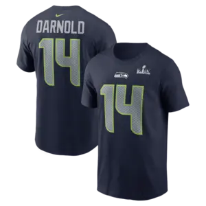 Nike Sam Darnold Seattle Seahawks Super Bowl Lx Patch Name & Number T-shirt - College Navy