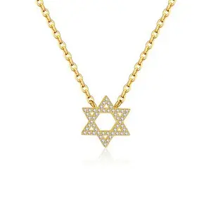 OUTOFOFFICE Star Of David Pave Charm Necklace - Gold