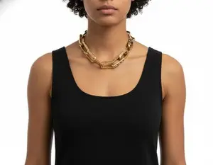 DESERI Statement Link Chain Necklace - Gold