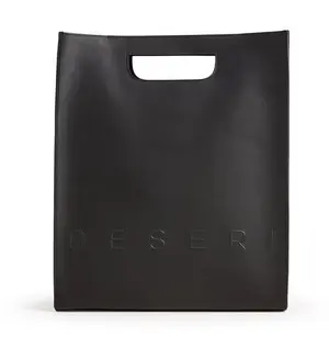 DESERI Vachetta Leather Tote With Adjustable Strap - Black