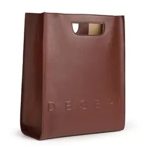 DESERI Vachetta Leather Tote With Adjustable Strap - Brown