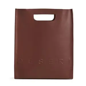 DESERI Vachetta Leather Tote With Adjustable Strap - Brown
