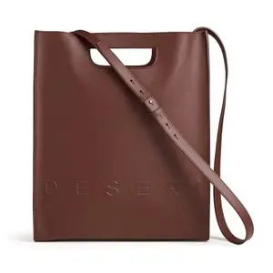 DESERI Vachetta Leather Tote With Adjustable Strap - Brown