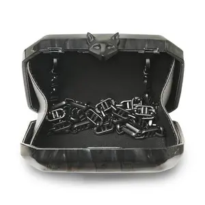 DESERI Diva Crossbody Clutch In Resin Plexiglass With Enamel Fox Head Clasp - Black