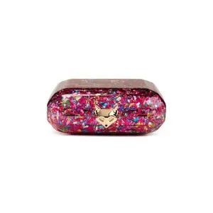 DESERI Diva Crossbody Clutch In Resin Plexiglass With Enamel Fox Head Clasp - Glitter