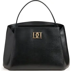 DESERI Rosa Handbag In Saffiano Leather With Gold-tone Hardware - Black