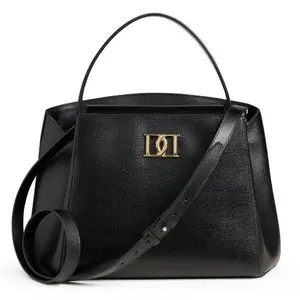 DESERI Rosa Handbag In Saffiano Leather With Gold-tone Hardware - Black