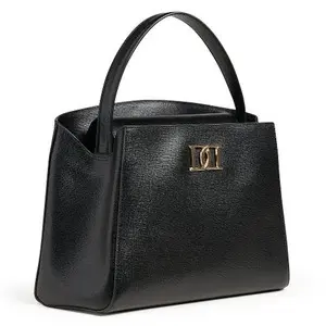 DESERI Rosa Handbag In Saffiano Leather With Gold-tone Hardware - Black