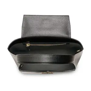 DESERI Rosa Handbag In Saffiano Leather With Gold-tone Hardware - Black