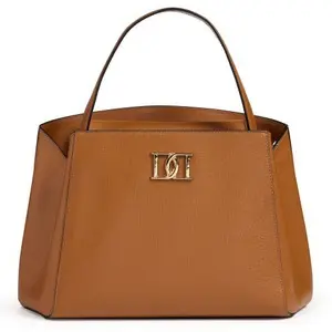 DESERI Rosa Handbag In Saffiano Leather With Gold-tone Hardware - Brown