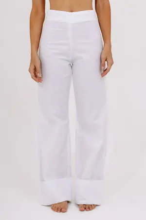 VALENTINA GORDON Wide-leg Cotton Pants - White