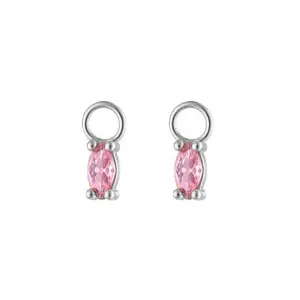 OUTOFOFFICE Pavé Silver Earring Charm With Oval Gemstone - Pink