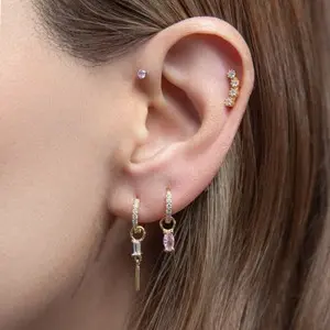 OUTOFOFFICE Pavé Bar Earring Charm With Baguette Stone