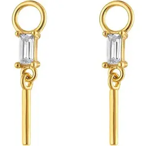 OUTOFOFFICE Pavé Bar Earring Charm With Baguette Stone - Gold