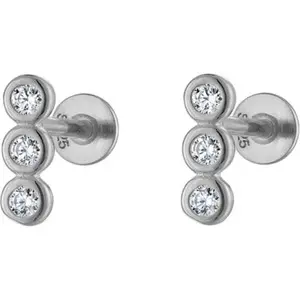OUTOFOFFICE Triple Round Pavé Stud Earrings - Silver