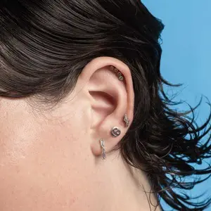 OUTOFOFFICE Pave Double Baguette Drop Earrings