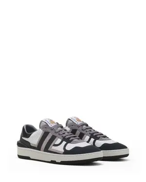 LANVIN Clay Perforated Leather And Suede Sneakers - Black