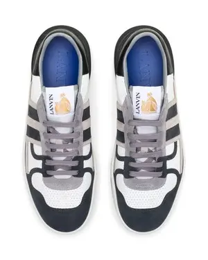 LANVIN Clay Perforated Leather And Suede Sneakers - Black